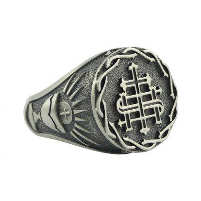 Silver 925 IHS The Holy Name of Jesus Mens Custom Made Religious ring ...