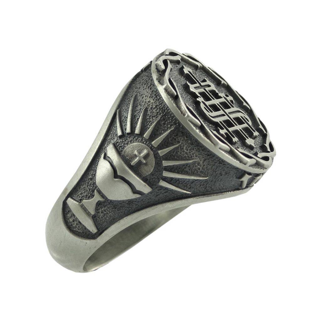 Silver 925 IHS The Holy Name of Jesus Mens Custom Made Religious ring ...