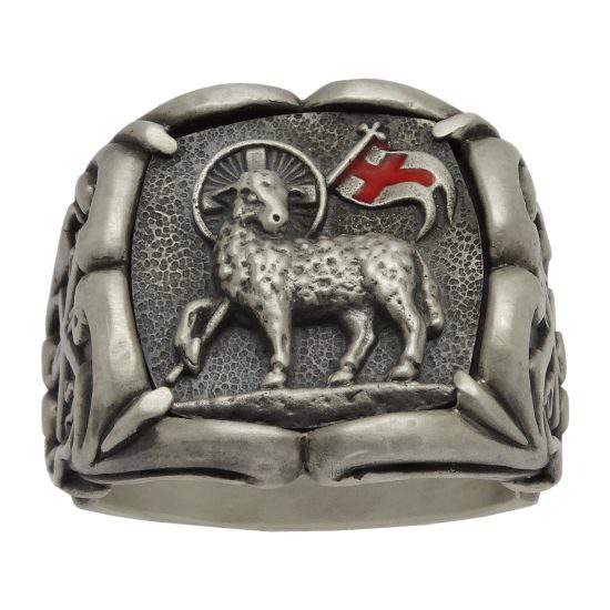 Handcrafted Sterling Silver 925 Custom Made Lamb Templar Men Ring ...