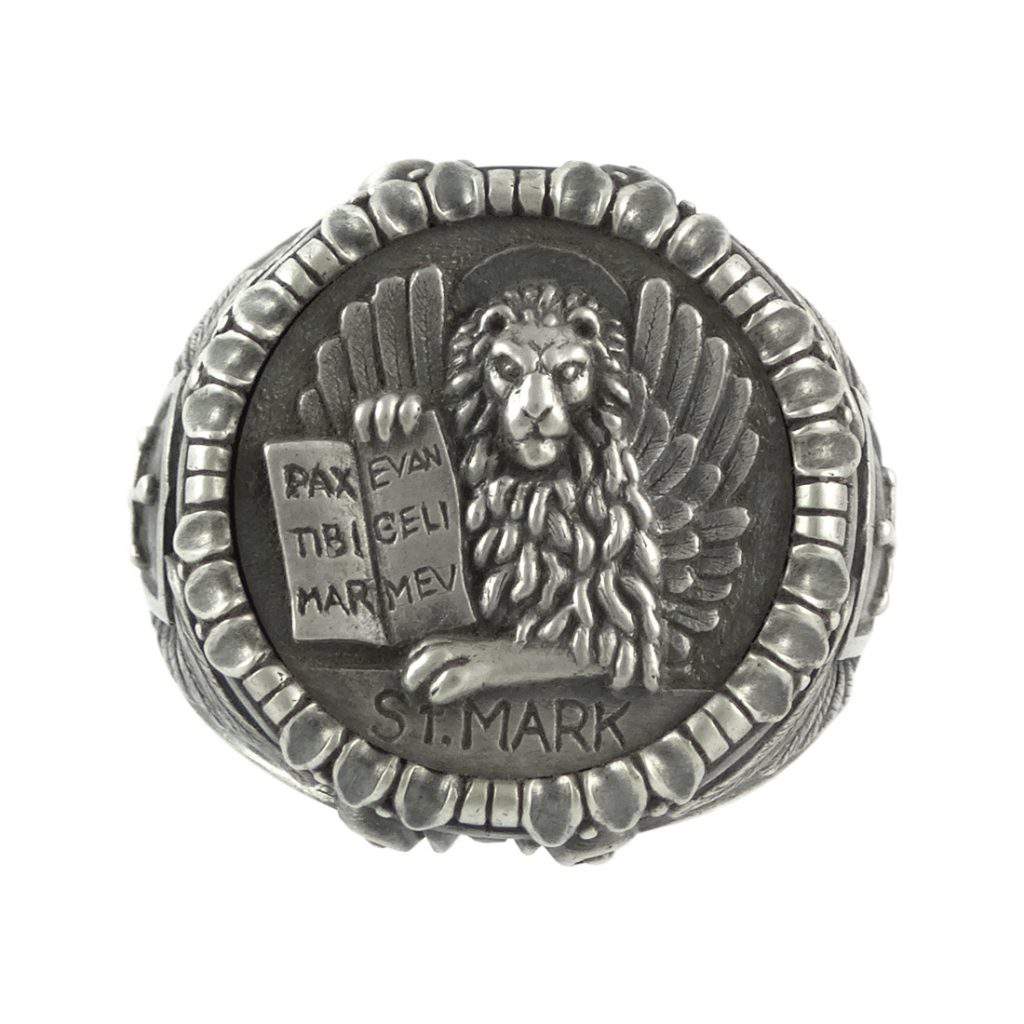 Silver Mens Ring Venetian Winged Lion of St Mark the Evangelist the ...