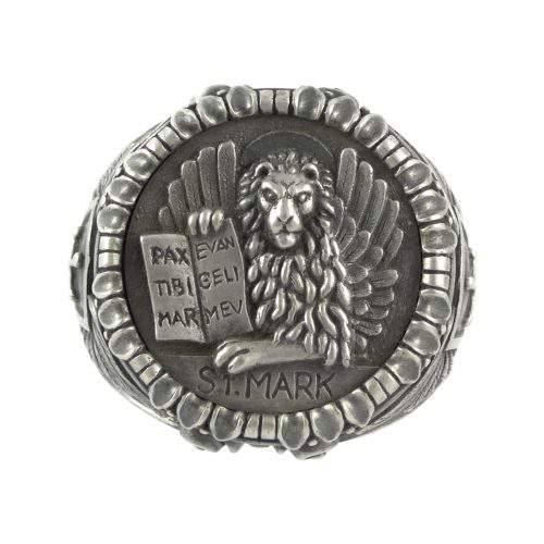 Silver Mens Ring Venetian Winged Lion of St Mark the Evangelist the ...