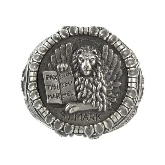 Silver Mens Ring Venetian Winged Lion of St Mark the Evangelist the ...
