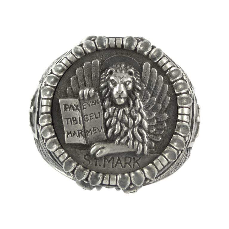 Silver Mens Ring Venetian Winged Lion of St Mark the Evangelist the ...