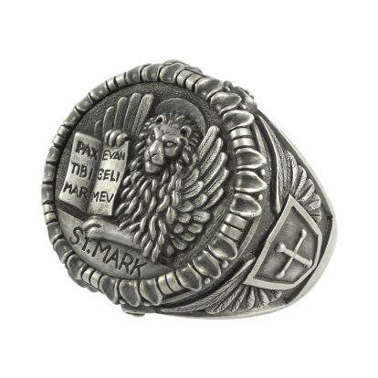 Silver Mens Ring Venetian Winged Lion of St Mark the Evangelist the ...