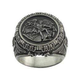 Saint Michael the Archangel Sterling Silver 925 mens Ring Handcrafted ...