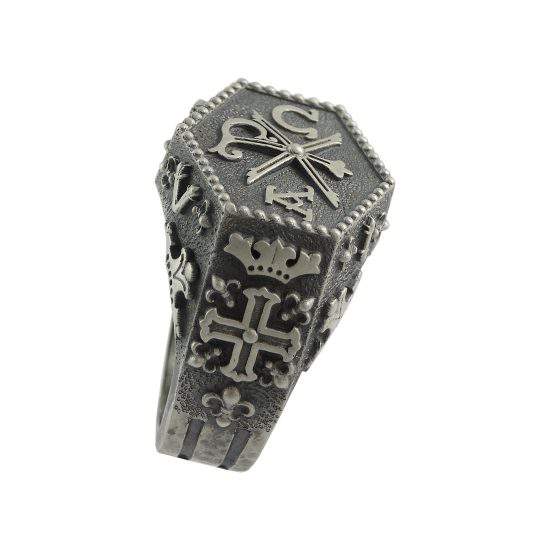 Knight Templar Chi Rho Silver Alfa Omega Men Ring Cross of Constantine ...