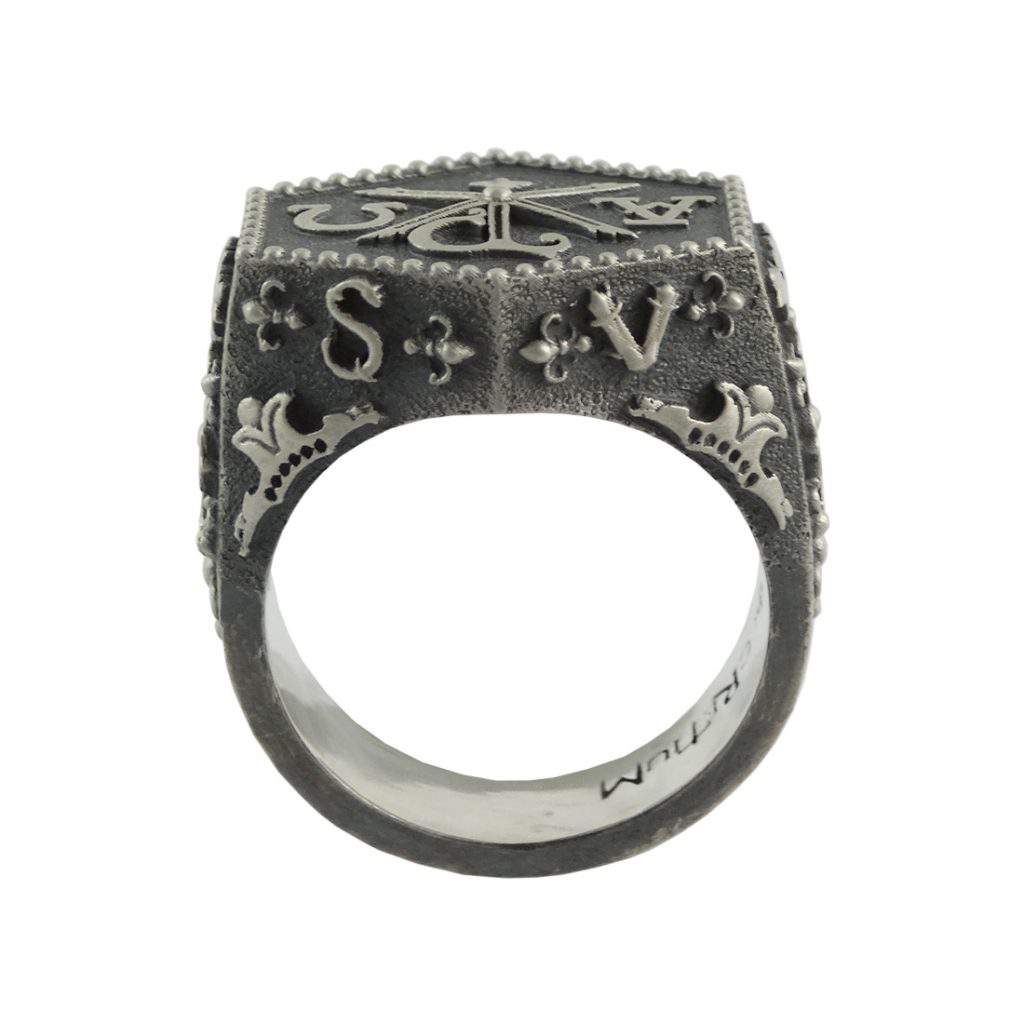 Knight Templar Chi Rho Silver Alfa Omega Men Ring Cross of Constantine ...