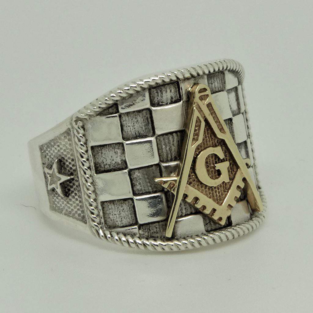 Handmade Sterling Silver 925 and 10K Solid Yellow Gold Masonic ...