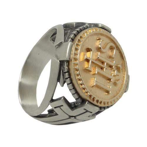 ."IHS", The Holy name of Jesus sterling silver and gold men's ring ...