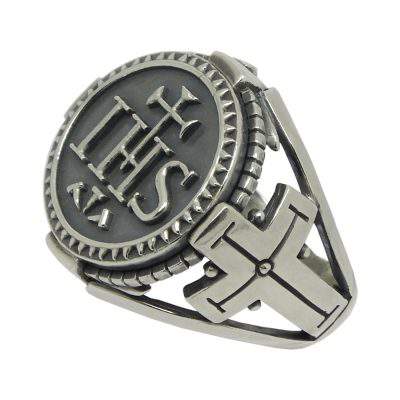 IHS, The Holy name of Jesus sterling silver men's ring | Secretium