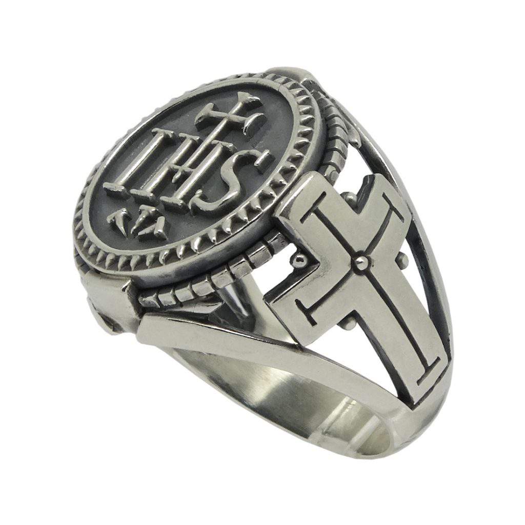 IHS, The Holy name of Jesus sterling silver men's ring | Secretium