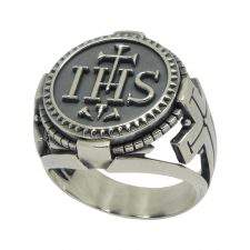 IHS, The Holy name of Jesus sterling silver men's ring | Secretium
