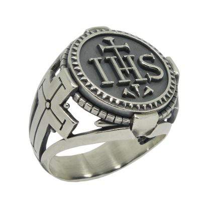 IHS, The Holy name of Jesus sterling silver men's ring | Secretium