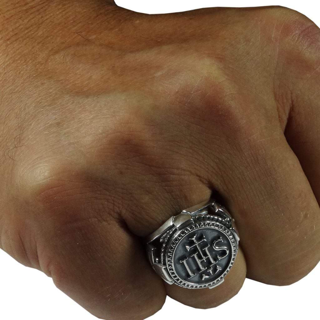 IHS, The Holy name of Jesus sterling silver men's ring | Secretium