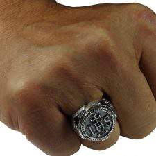 IHS, The Holy name of Jesus sterling silver men's ring | Secretium