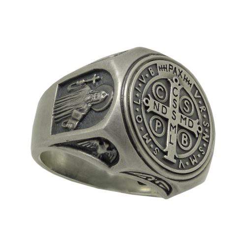 Christian Roman Catholic "Saint Benedict" Mens Ring | Secretium