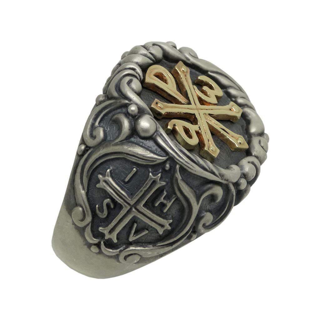 Knight Templar Chi Rho Silver and Gold Alpha Omega Men Ring Cross of ...