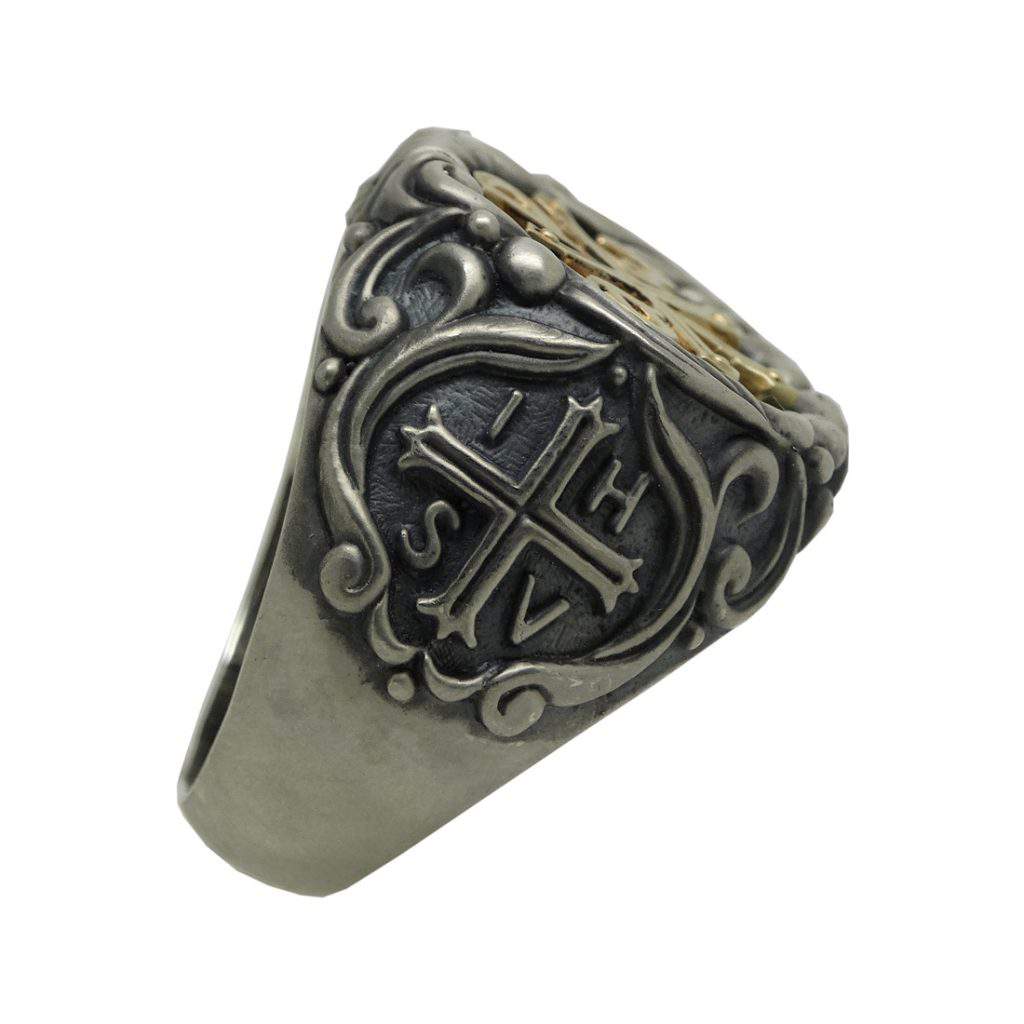 Knight Templar Chi Rho Silver and Gold Alpha Omega Men Ring Cross of ...