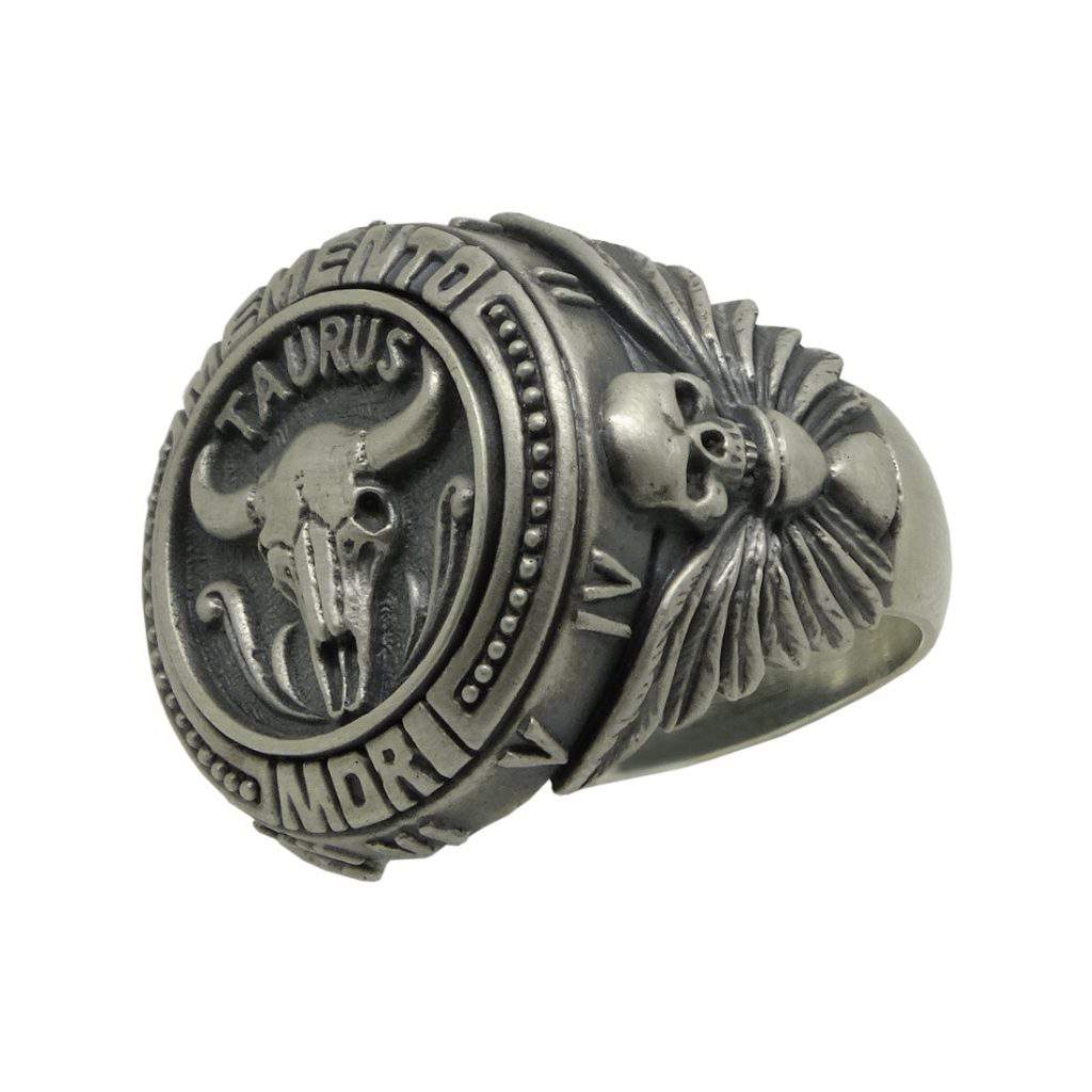 Sterling Silver 925 Custom Made Taurus Memento Mori Zodiac Skull ...