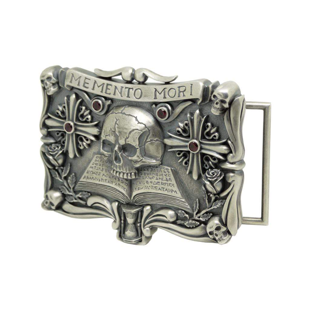 Skull "Memento Mori" biker sterling silver 925 men's belt buckle ...