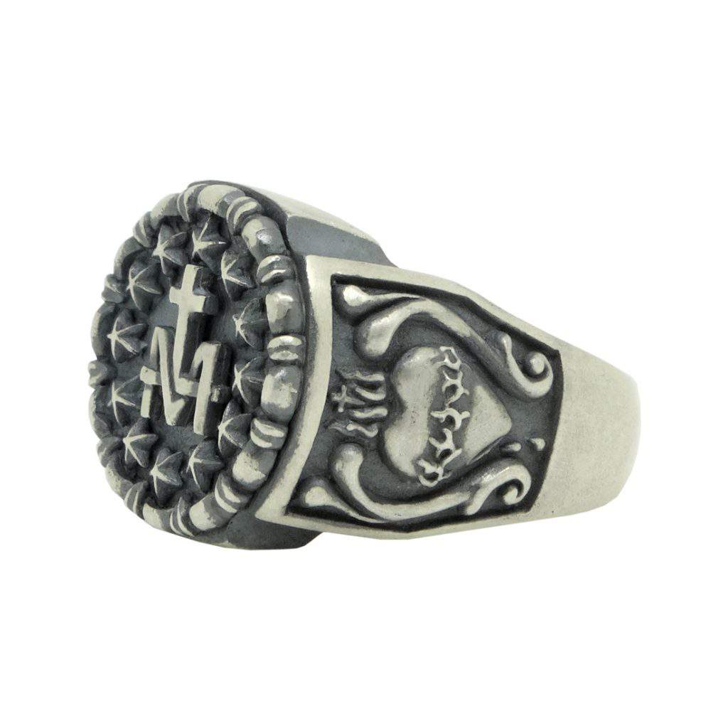 .Catholic "Blessed Virgin Mary" sterling silver Cross men's ring ...