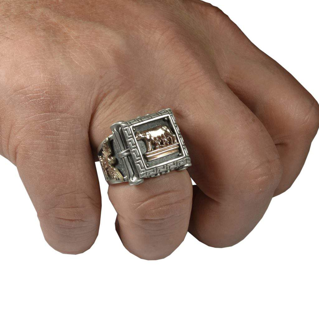 10K Gold And Sterling Silver 925 Roman Empire SPQR Eagle Capitoline ...