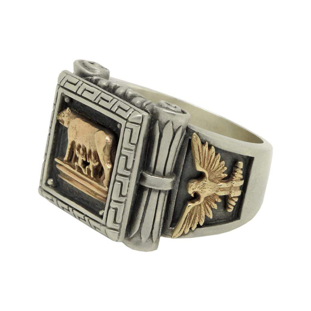 10K Gold And Sterling Silver 925 Roman Empire SPQR Eagle Capitoline ...