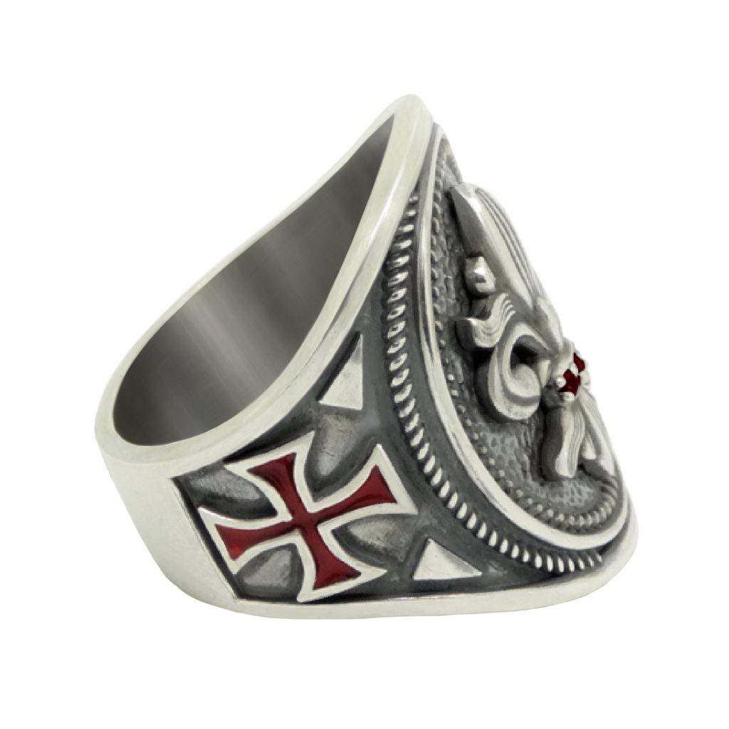 Fleur De Lis Maltese Cross" sterling silver men's ring | Secretium