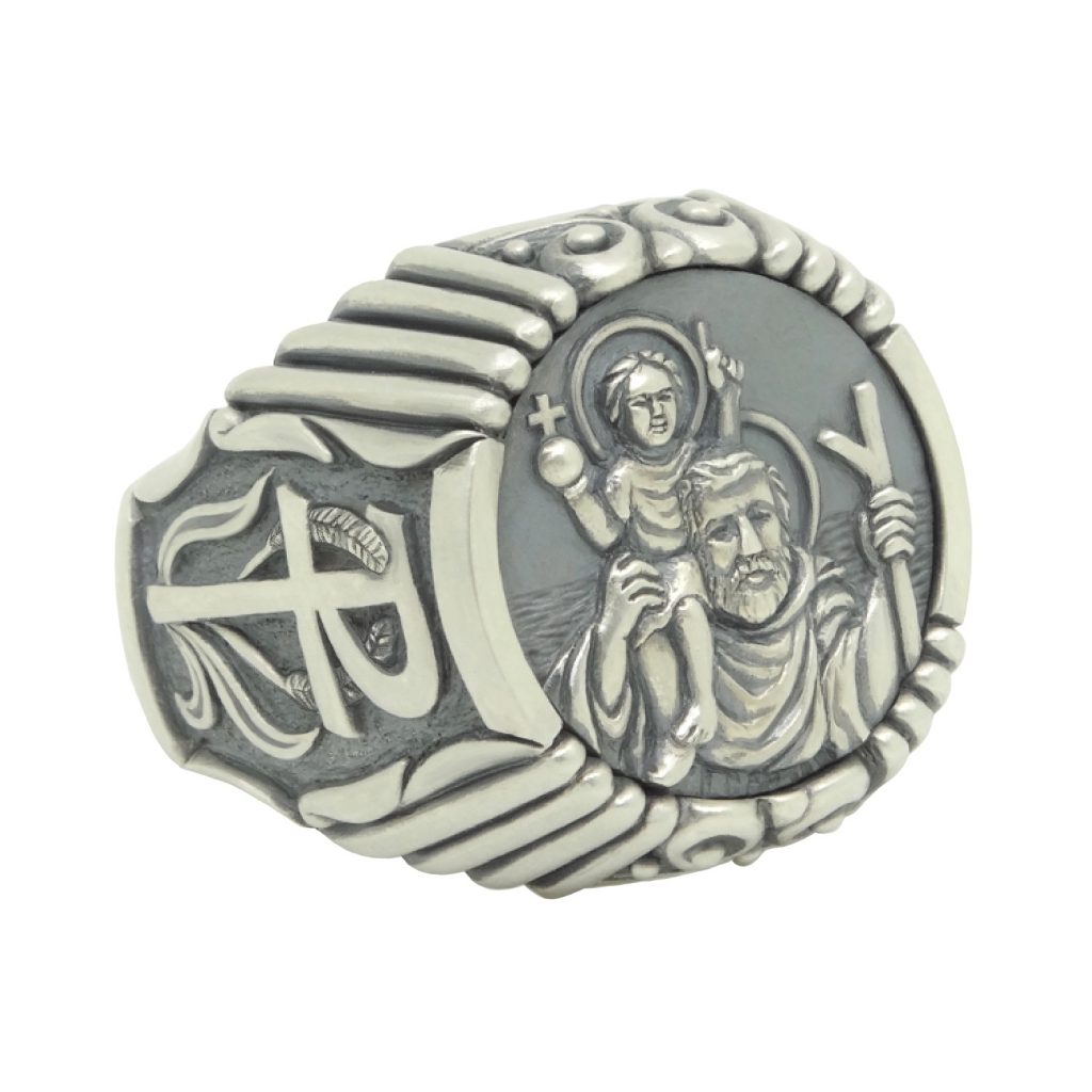 Roman Catholic "St. Christopher" silver men's ring | Secretium