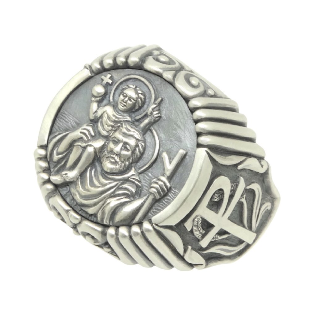 Roman Catholic "St. Christopher" silver men's ring | Secretium