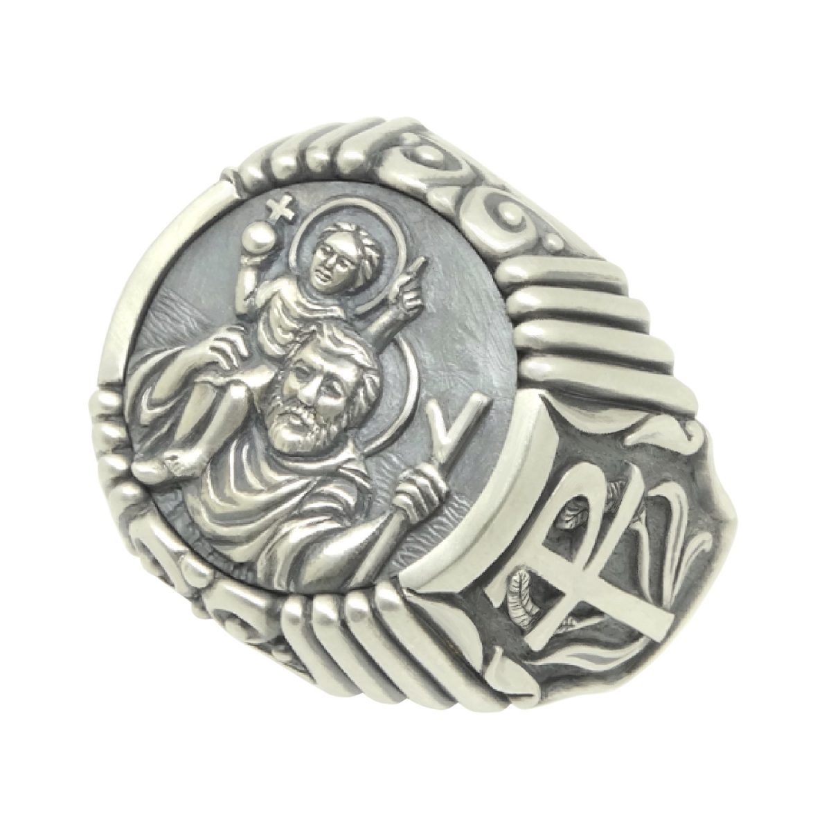 Roman Catholic "St. Christopher" silver men's ring | Secretium