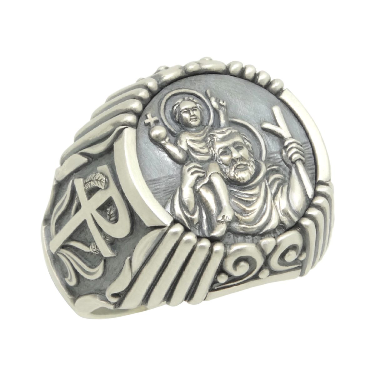 Roman Catholic "St. Christopher" silver men's ring | Secretium