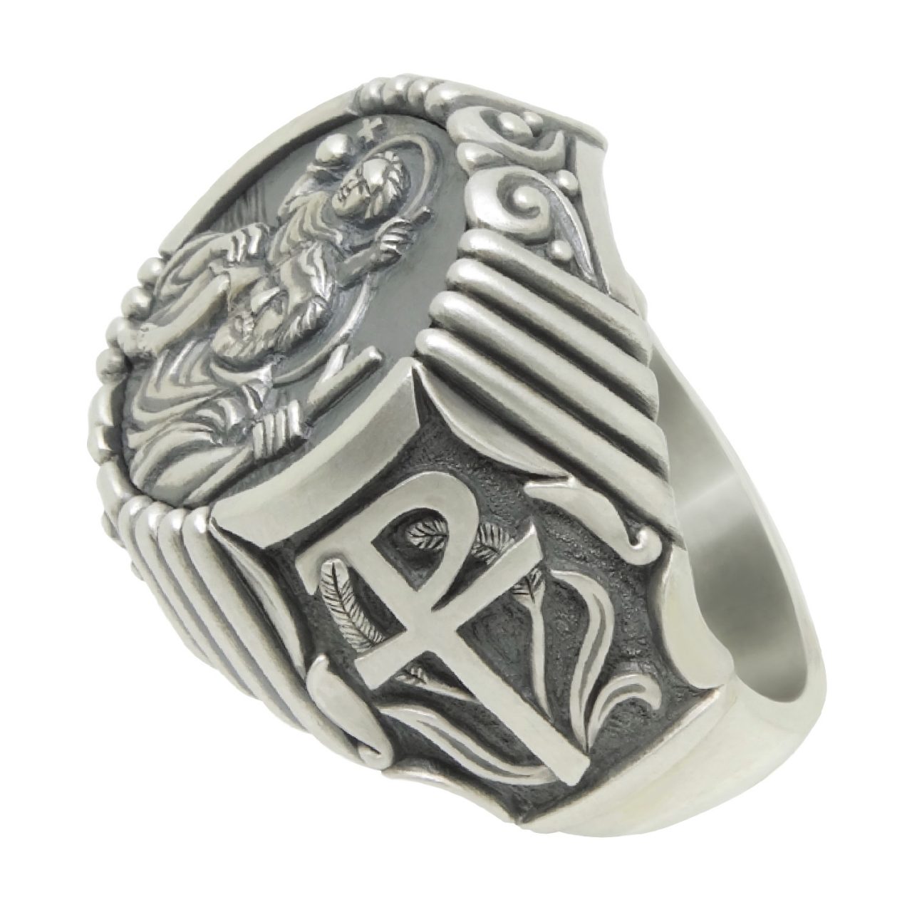 Roman Catholic "St. Christopher" silver men's ring | Secretium