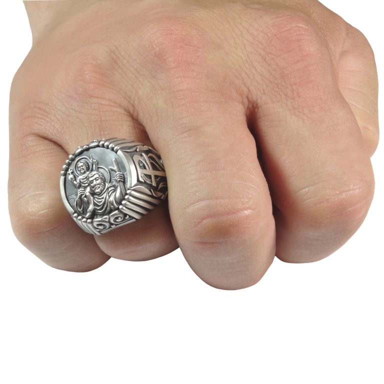 Roman Catholic "St. Christopher" silver men's ring | Secretium