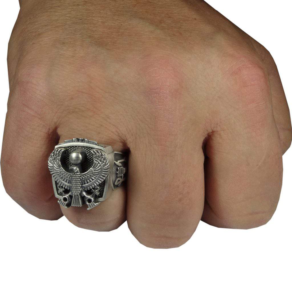 HANDCRAFTED STERLING SILVER 925 CUSTOM MADE EGYPTIAN EAGLE HORUS FALCON ...