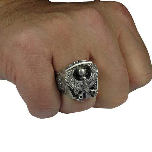 HANDCRAFTED STERLING SILVER 925 CUSTOM MADE EGYPTIAN EAGLE HORUS FALCON ...