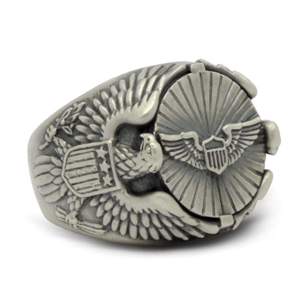 US Army Aviator American eagle sterling silver 925 men's ring | Secretium