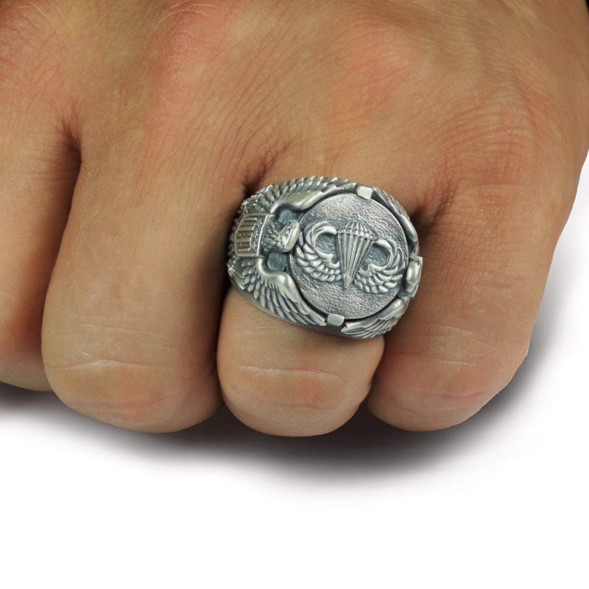 US Army Airborne forces American eagle sterling silver men's ring ...