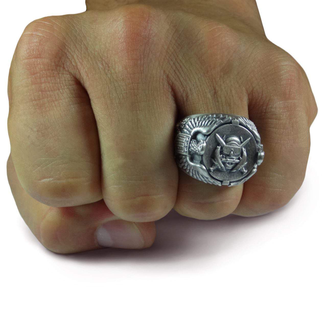 SILVER 925 US ARMY SPECIAL OPERATIONS DIVER CUSTOM MADE AMERICAN EAGLE ...