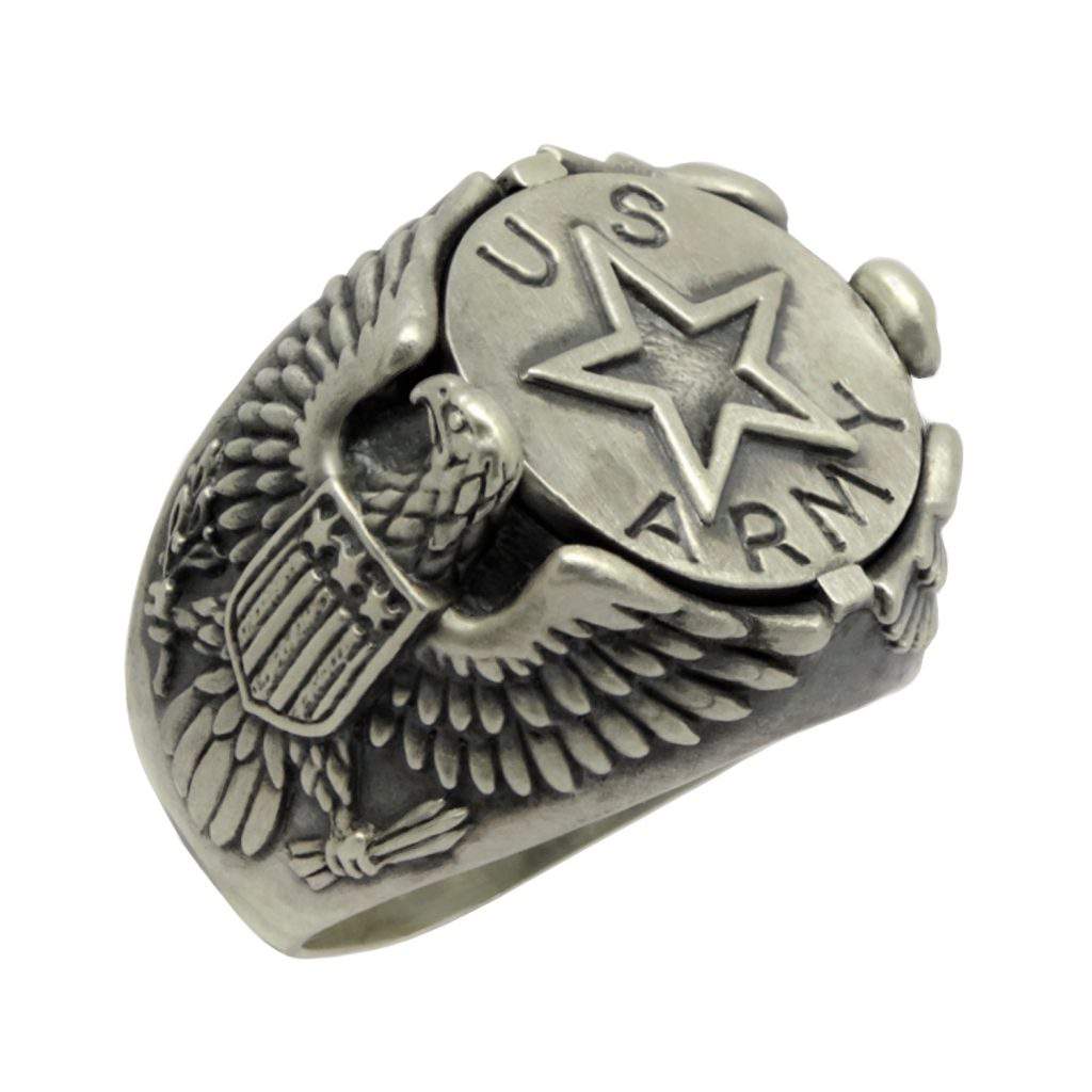 US Army military force American eagle Star 925 sterling silver men's ...