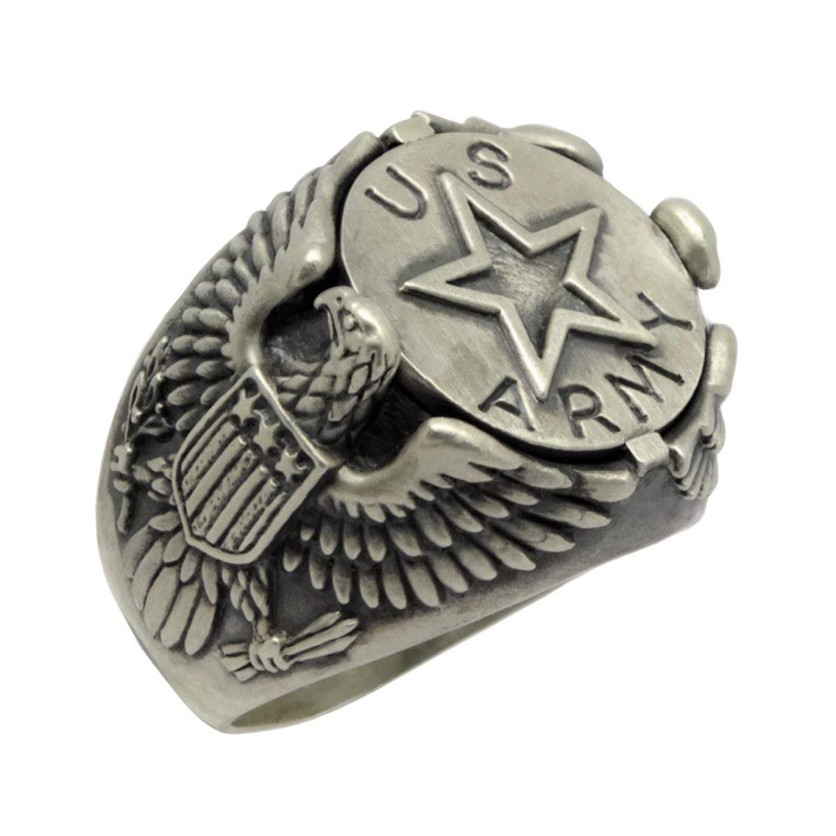 US Army military force American eagle Star 925 sterling silver men's ...