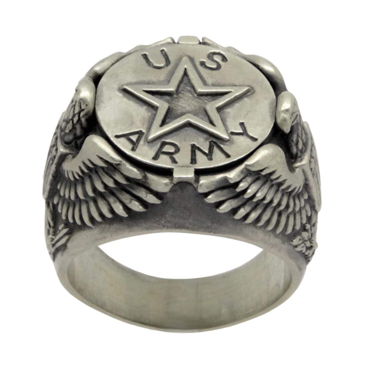 US Army military force American eagle Star 925 sterling silver men's ...