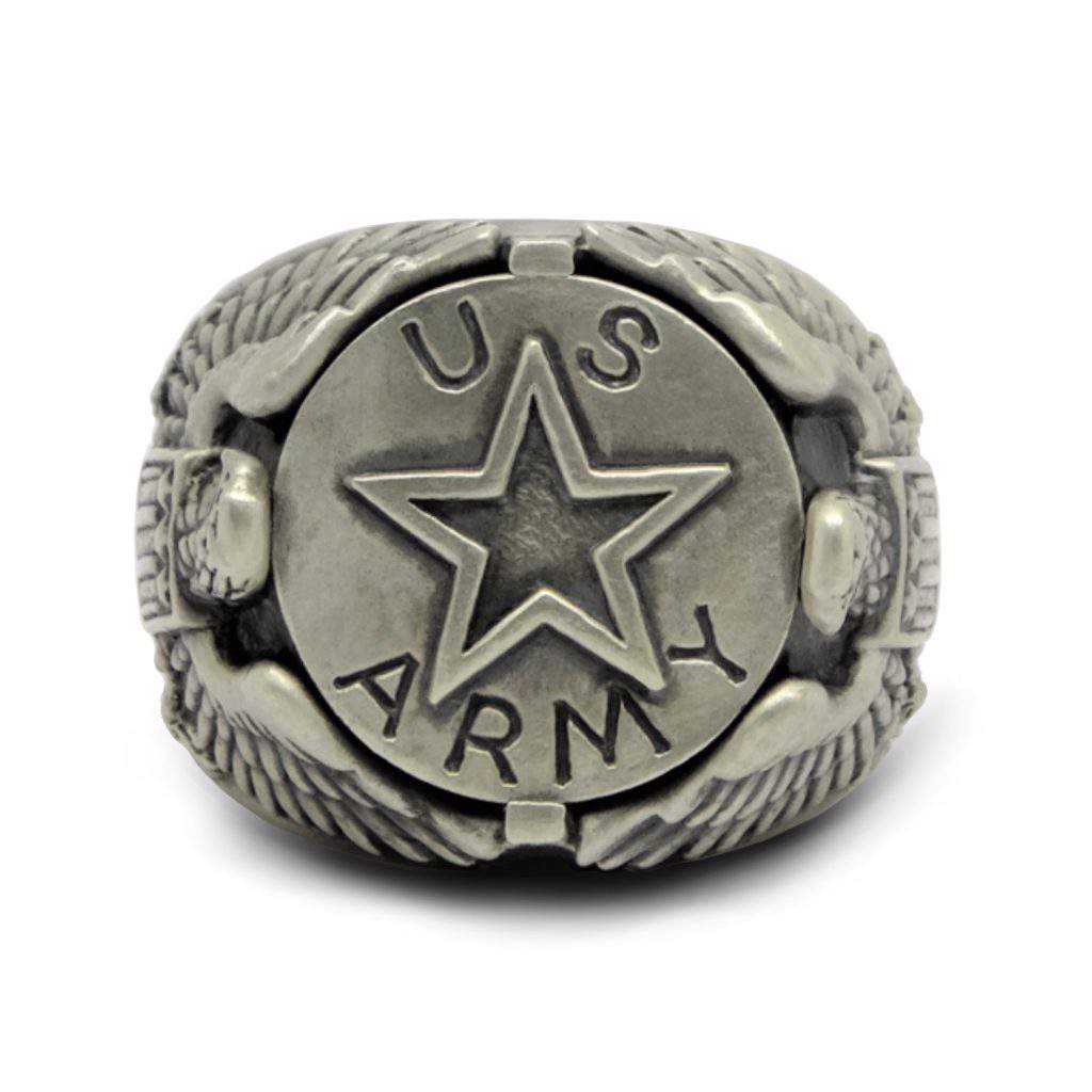 US Army military force American eagle Star 925 sterling silver men's ...