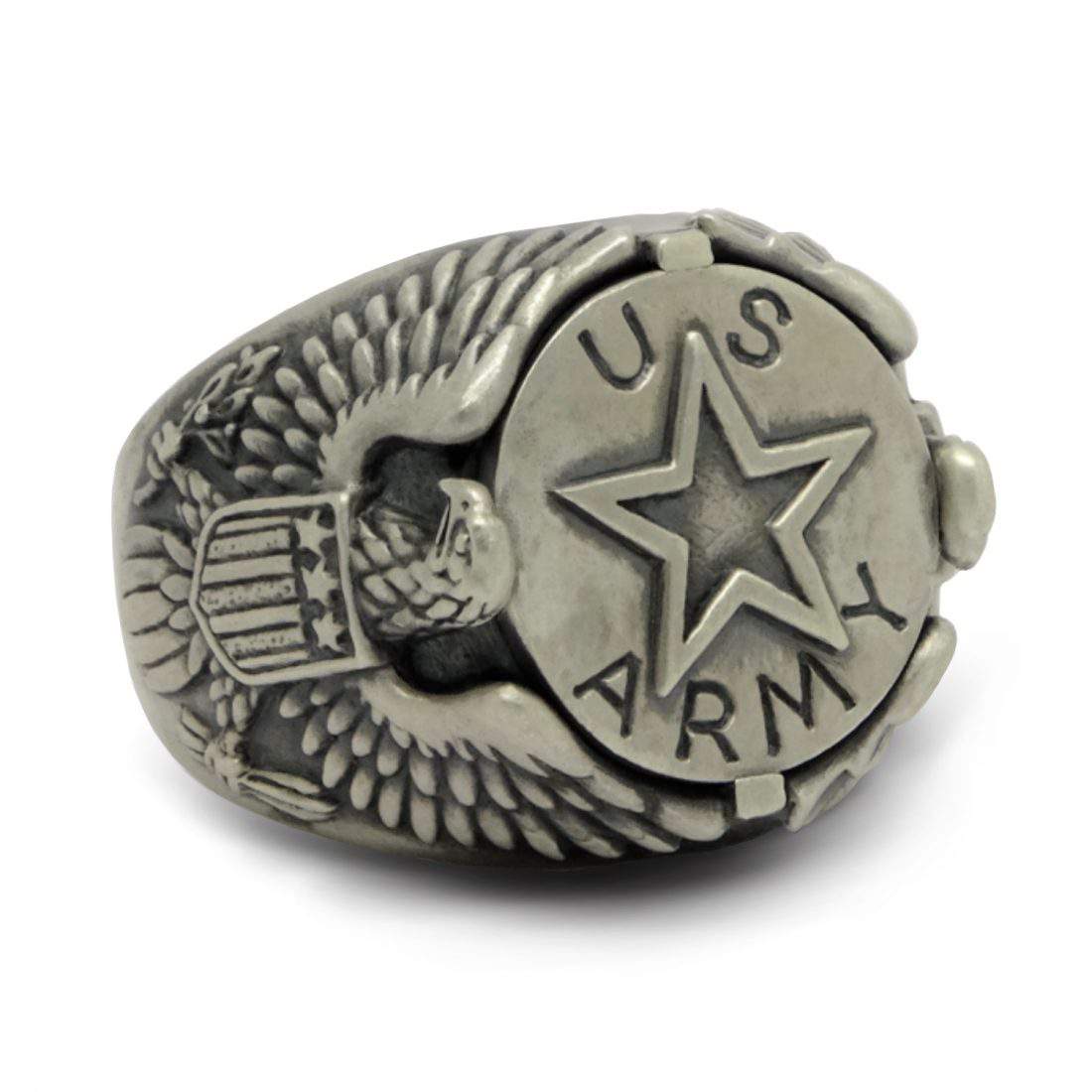 US Army military force American eagle Star 925 sterling silver men's ...