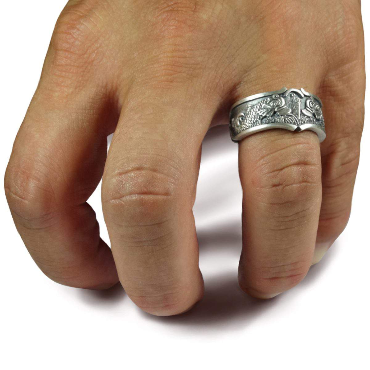 SILVER 925 US NAVY SUBMARINE WARFARE AMERICAN EAGLE BIKER MENS BAND ...