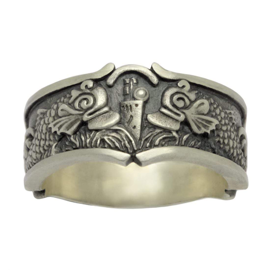 SILVER 925 US NAVY SUBMARINE WARFARE AMERICAN EAGLE BIKER MENS BAND ...