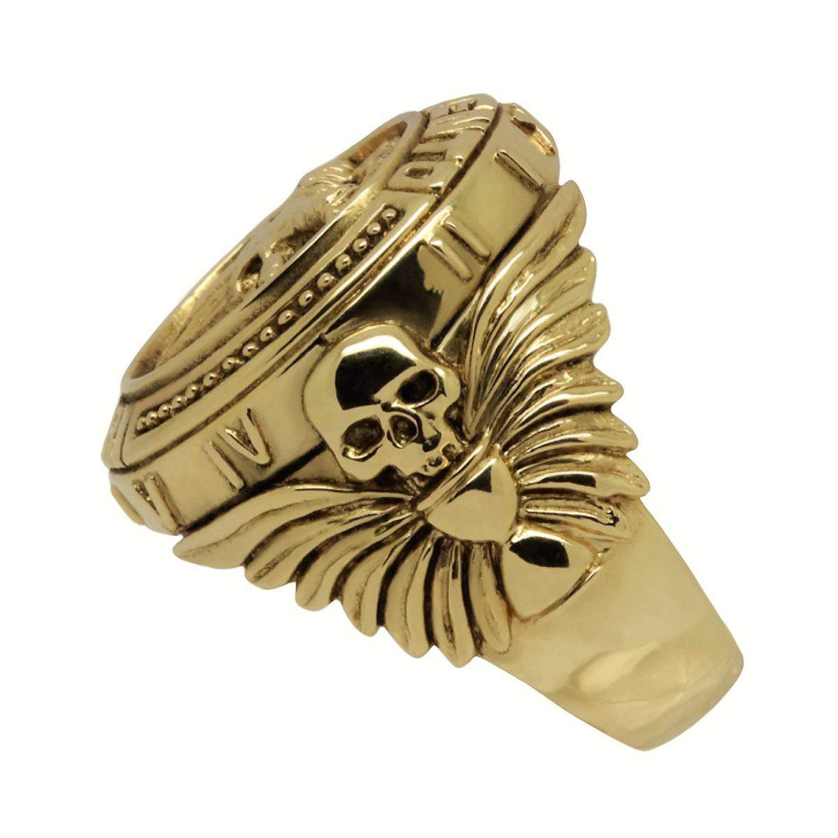 10K Solid Gold Aries Memento Mori Zodiac Skull Horoscope Men's Ring ...