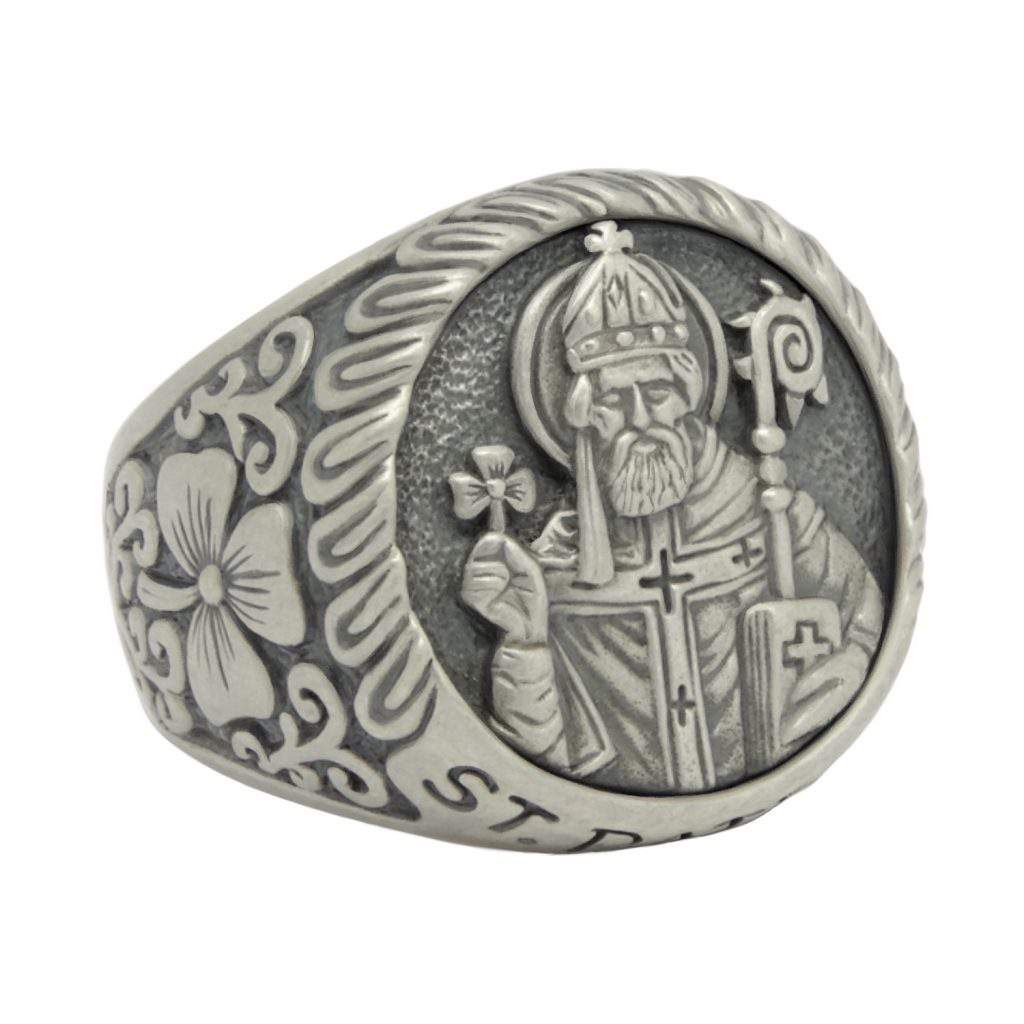 SAINT PATRICK "APOSTLE OF IRELAND" STERLING SILVER 925 SHAMROCK MENS ...