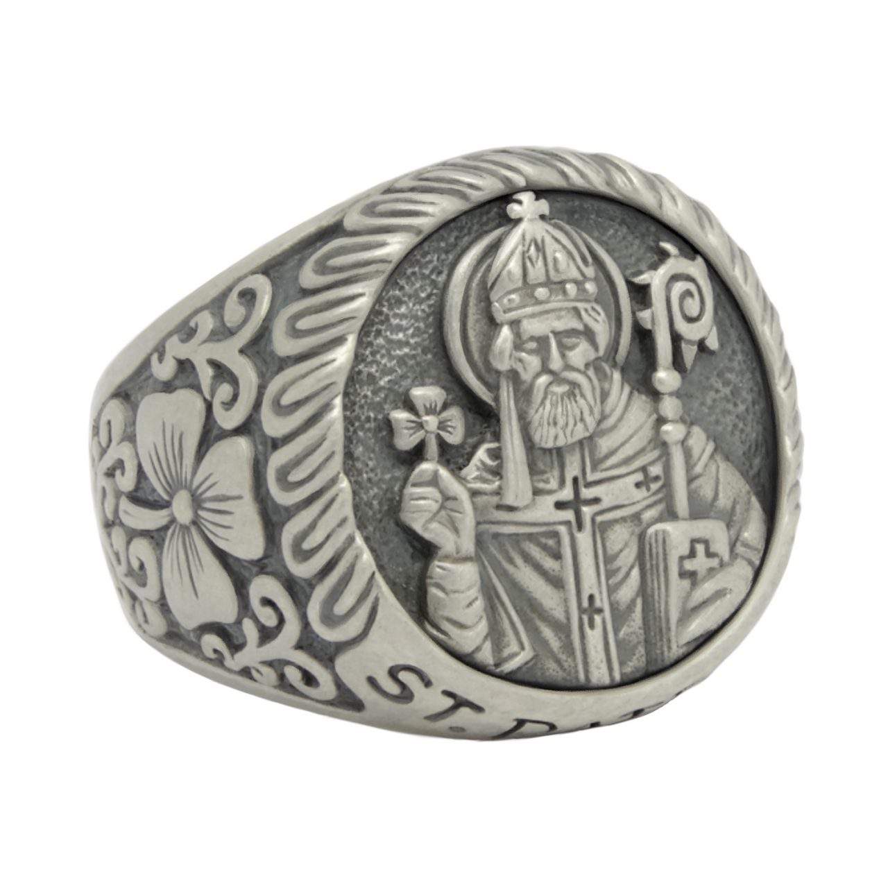 SAINT PATRICK "APOSTLE OF IRELAND" STERLING SILVER 925 SHAMROCK MENS ...