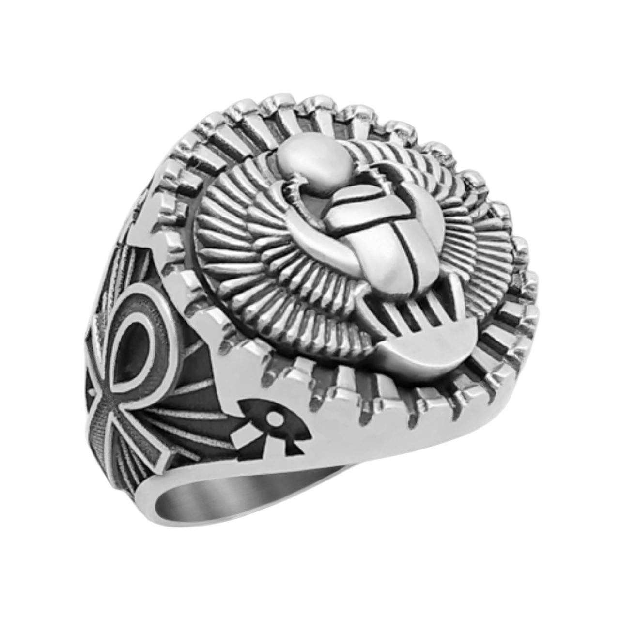 Sterling Silver 925 Custom Made Egyptian Scarab, Scarabaeus Sacer Ring ...